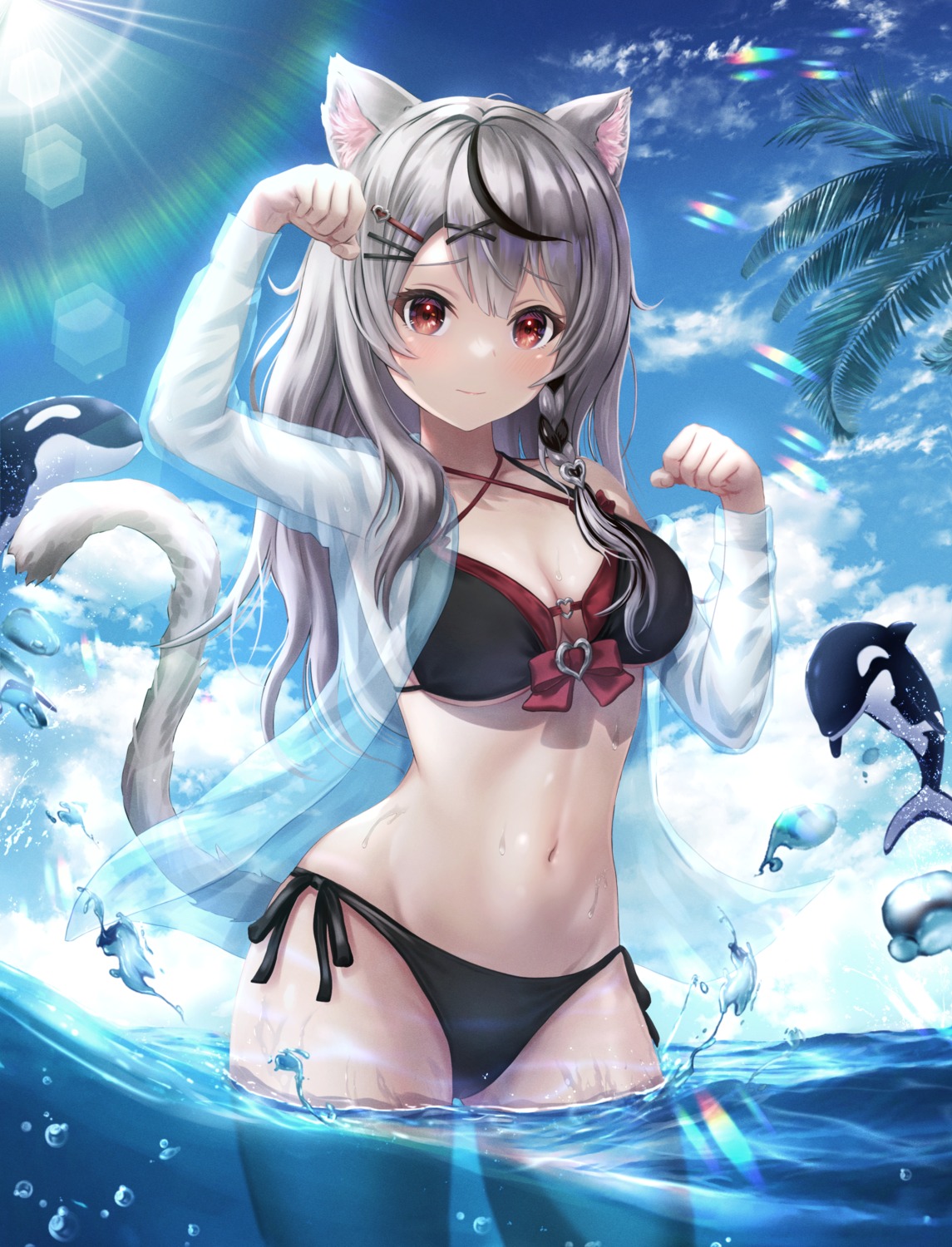 wajuniorbox hololive sakamata chloe animal ears bikini cleavage ...